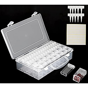 OPELETNNT 48 Slots Plastic Seed Storage Organizer Box in 2 Size,Transparent Reusable Seed Container Organizer with Label Stickers, Garden Seed Storage Organizer Container for Seeds, Plant, Vegetable