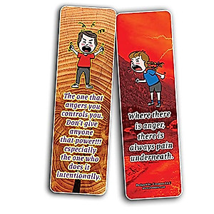 Creanoso Anger Management Quotes Bookmarks (2-Sets X 6 Cards) – Daily Inspirational Card Set – Interesting Book Page Clippers – Great Gifts for Adults and Professionals