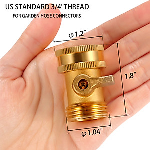 Sanpaint Water Hose Shut Off Valve, Heavy Duty 3/4 Inch Solid Brass Garden Hose Connector