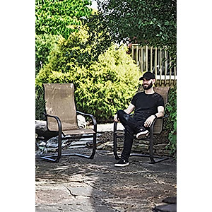 Garden Elements Outdoor Bellevue Metal Patio Chair, Brown (2, Spring Chair)