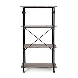 Christopher Knight Home Bauman 4-Layer Bookcase, Gray + Dark Bronze