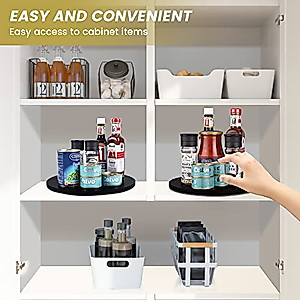Lazy Susan Kitchen Cabinet Organizer - 12" Bamboo Lazy Susan Turntable for Cabinet Pantry Table or Countertop Organization and Storage, Black