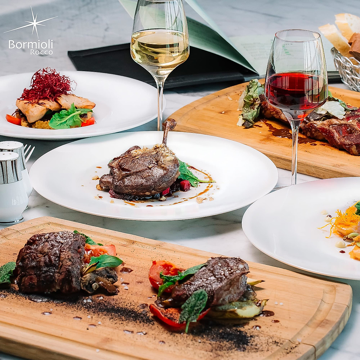 Bormioli ROCCO Whitemoon 18-Piece Dinner Set, Opal Glass, 27 cm