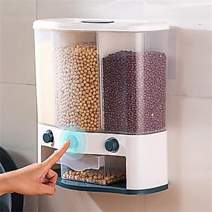 BhshuidlS Dry Food Dispenser Container 3 Grid Rice Storage Dispenser Container Grain Dispenser for Small Granular Grains