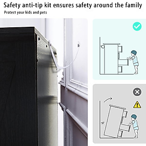 LDTTCUK 6 Drawer Dresser, Farmhouse Dresser Chest of Drawer for Bedroom, 48 Inch Tall Dresser, Wood Storage Chest of Drawers Storage Cabinet for Living Room, Entryway, Hallway, Black