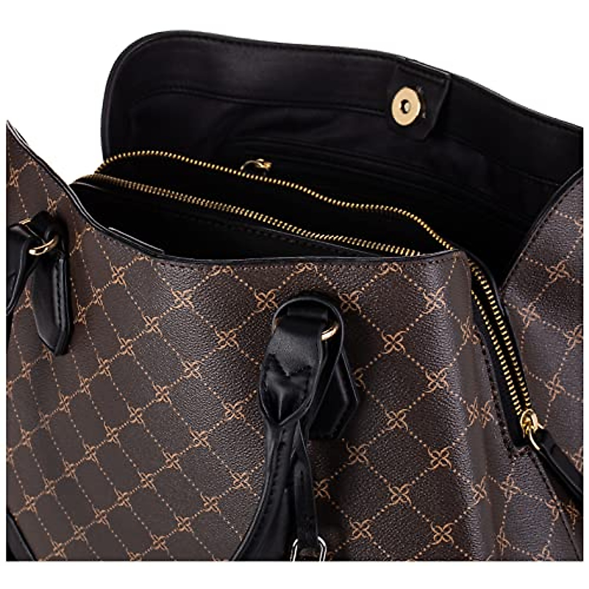 NINE WEST womens Brooklyn Jet Set Carryall SATCHEL, Brown/Black, One Size US