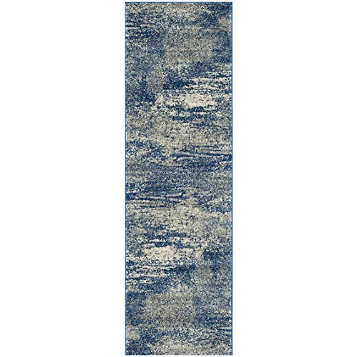 SAFAVIEH Evoke Collection 2'2" x 7' Navy/Ivory EVK272A Modern Abstract Non-Shedding Living Room Entryway Foyer Hallway Bedroom Runner Rug