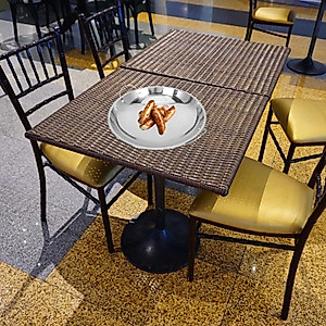 YARDWE Spanish Paella Pan Stainless Steel Everyday Pan with Double Ear Metal Frying Pan Korean Food Ramen Noodle Pot Non Stick Skillet Kitchen Stockpot Peking Wok Kitchen Gadgets 26. 5cm Wok Pan