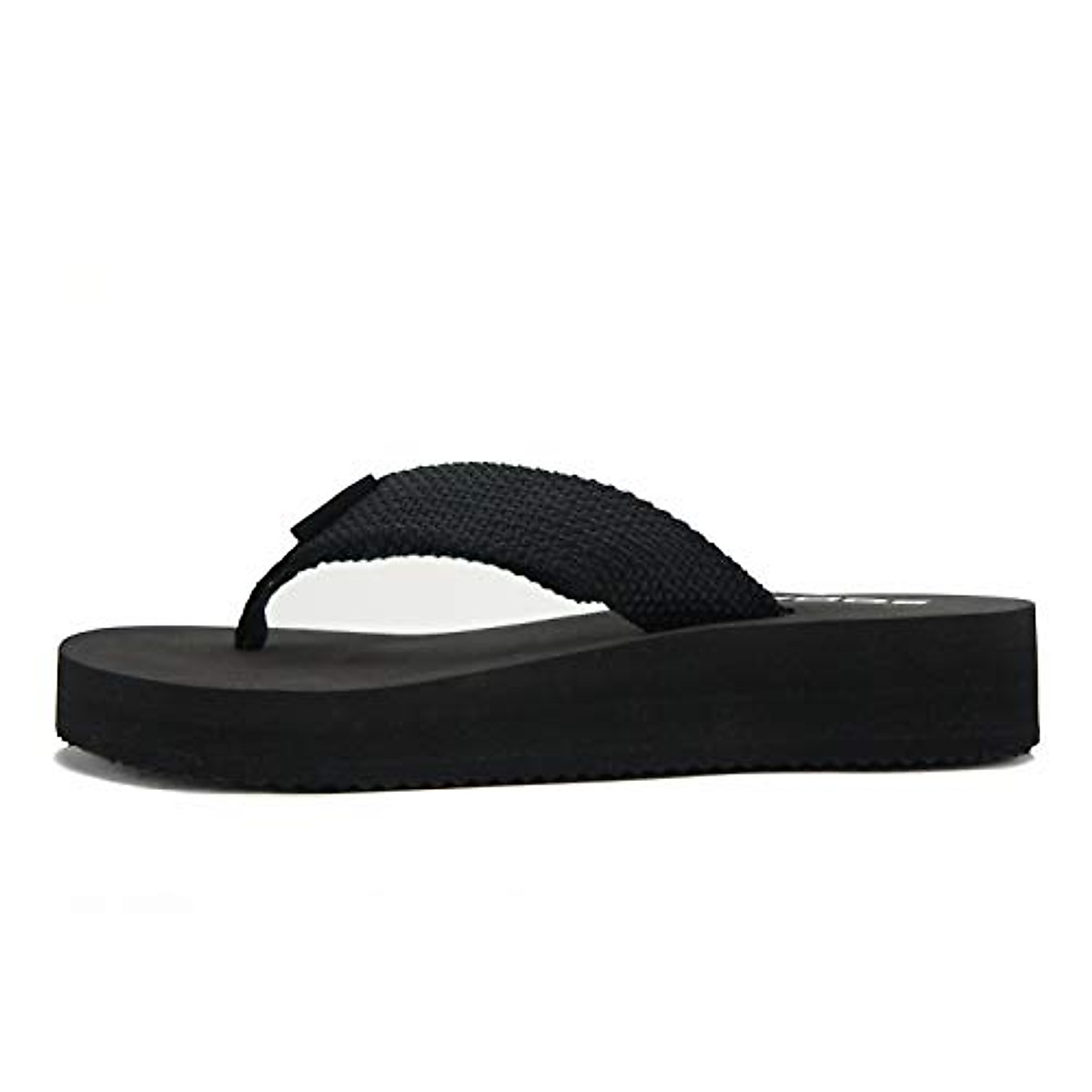 Soda SKILL ~ Women Fashion Light weight Wedge Flip Flop Fashion Thong Sandals (Black, numeric_11)