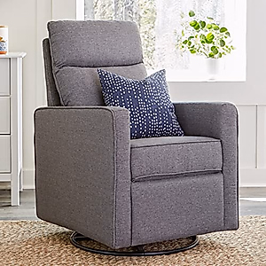 DaVinci Gabby Polyester Pillowback Swivel Glider in Shadow Grey, Greenguard Gold & CertiPUR-US Certified