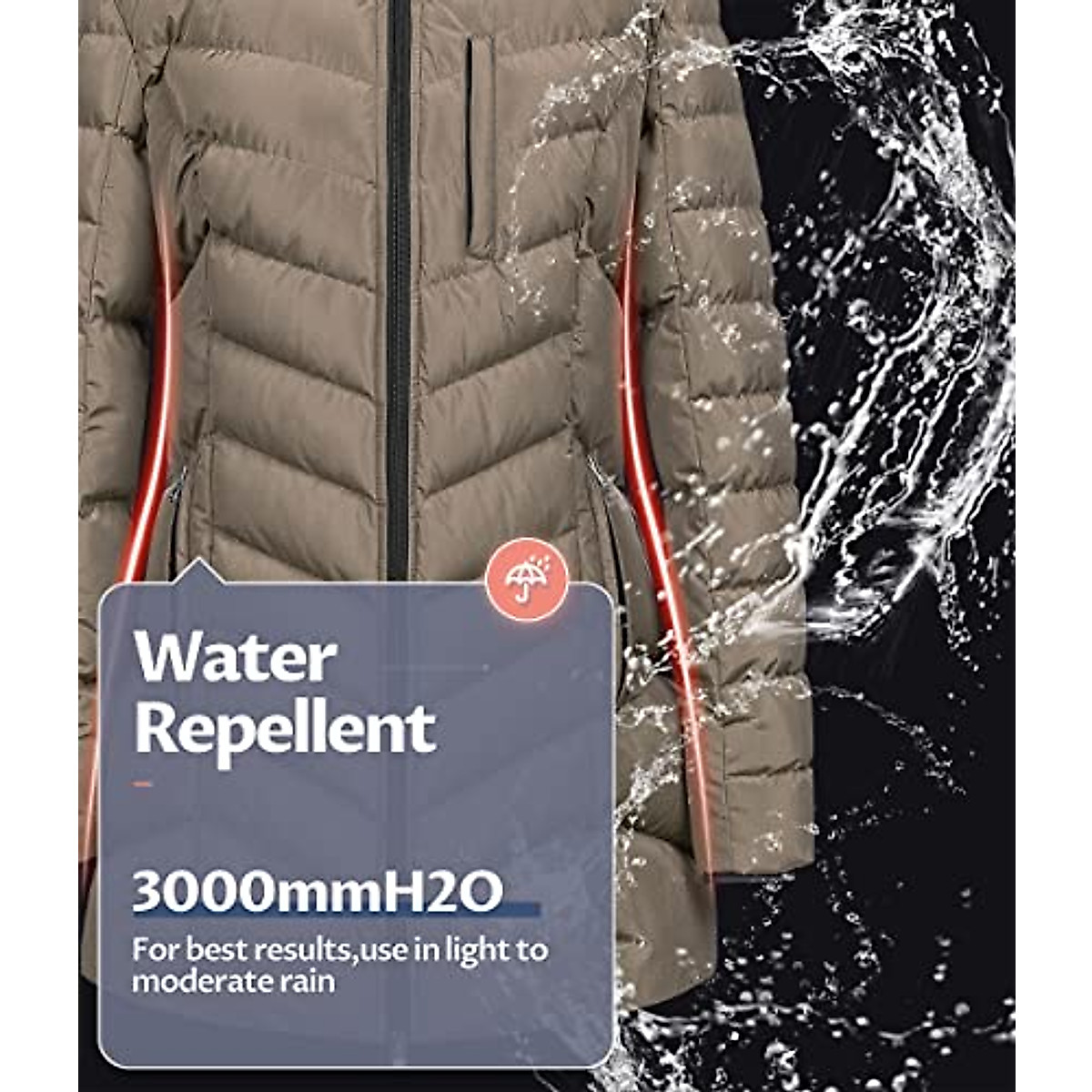 CREATMO US Women's Winter Hooded Faux Fur Coat Waterproof Warm Long Puffer Winter Thicken Parkas Coats Brown L