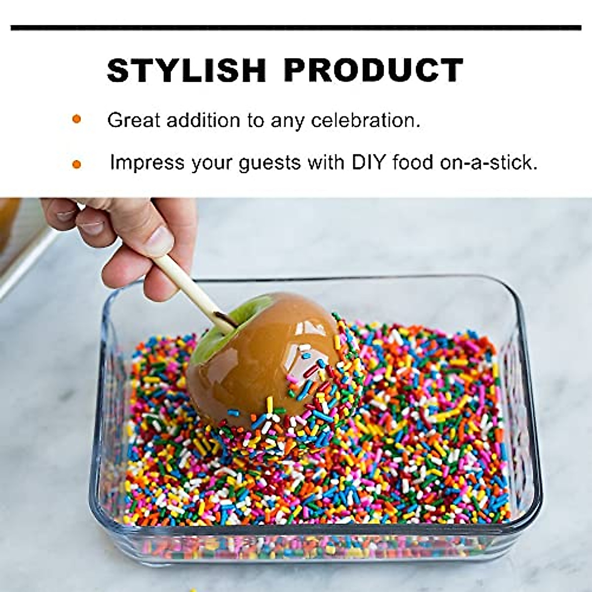 Gere Thick Candy Apple Sticks,120 Pack, 7 Inch 5mm,Caramel Apple Sticks, Bamboo Skewers for Corn Dog, Corn Cob, Kabob, Lollipop, Grill, Semi Point Food Caramel 120 pcs