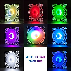 OCUhome 120mm RGB LED Fan, Noiseless Heat Sink Powerful Cool LED Light Computer Case Fast Cooling Fan for Desktop Red
