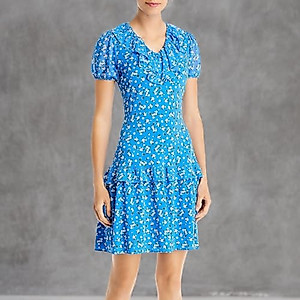 KARL LAGERFELD PARIS Women's Tierd Flow Summer Dress, SPR SNC BL MLT, 2