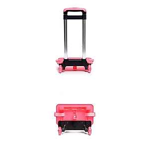 Backpack Hand Truck Wheeled Cart Trolley Hand Aluminium Alloy Folding Trolley Cart for Schoolbag/Backpack (Pink with Two Wheels)