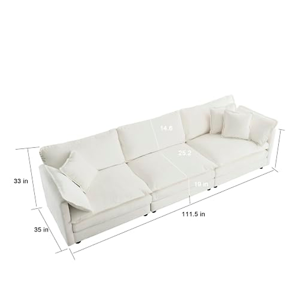 Free Combination Cloud Sofa Comfy Boucle Couch Luxury 3 Seaters Chenille Upholstered Leisure Wide Deap Seat Modular Sectional Sofá Convertible Minimalist Couches Oversized Loveseat with Throw Pillows