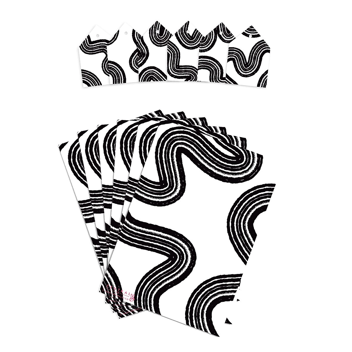 CENTRAL 23 Black And White Wrapping Paper - 6 Sheets Gift Wrap - Abstract Paint Brush - Minimal - Birthday Gift Wrap For Men Women - Comes With Fun Stickers