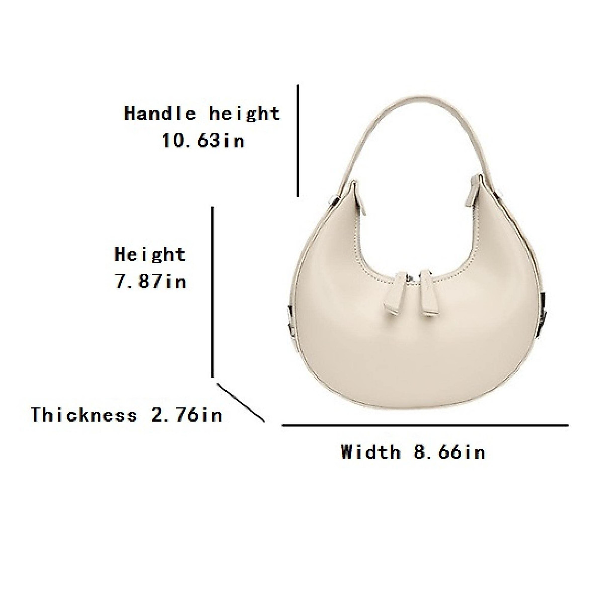 ZUKKY The Women's Bag High-Grade Texture Fashion Temperament Niche One-Shoulder Armpit Hand-Held Crescent Bag Black