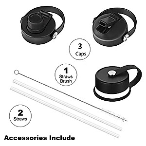 HydroFest Water Bottle with Straw, Thermos Water Bottle 40 oz, Wide Mouth Double Vacuum Stainless Steel Water Flask With Straw lid, Spout lid and Flex Cap, BPA Free & Leak Proof (Red/Blue)