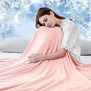 Cooling Weighted Blanket 59 X 79in Queen Sized Blanket, Japanese Q-Max 0.4 Technology Mica Nylon with Cooling Fibers Material Blanket for Adults, Children, Babies. Keep Cooling in Summer Night-Pink