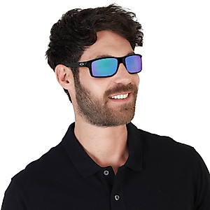 Oakley Men's OO9449 Gibston Square Sunglasses, Matte Black Silver Icon/Prizm Sapphire Iridium Polarized, 60 mm