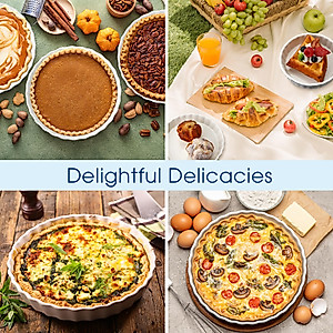 Zhehao 5 Pcs Porcelain Tart Pan Set, 5"/ 6"/ 7"/ 9"/ 11" Quiche Ceramic Baking Dish Non Stick Round Pie Dish White Pie Plate with Ruffled Edge for Tarts, Pie, Microwave, Dishwasher and Oven Safe