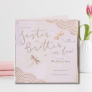 Clintons: Glitter Dragonflies Sister & Brother In Law Wedding Card 186x186mm