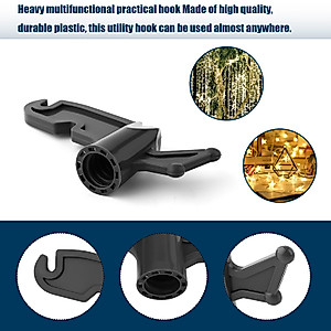 PEUTIER 4pcs Plastic Utility Hook, 3/4 inch Screw on Pole Hook Attachment Multi Purpose Extension Pole Hook for Threaded Poles Hanging Christmas Light Strings Bird Feeders Rope (Black)