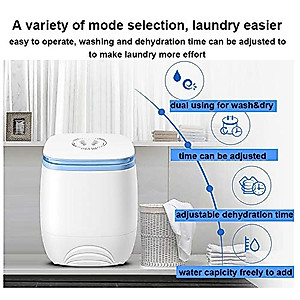 ZLXDP Electric Mini Clothes Washing Machine Top Loading Semi-Automatic 2.0kg Garment Washer+1.5kg Dryer Single Tub Cloth Drying (Color : E)