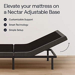 Nectar Premier Adjustable Base - Queen - Head & Foot Incline - Wireless Remote with Memory- 3 Massage Settings - 4 USB Ports - Anti-Snore & Zero Gravity
