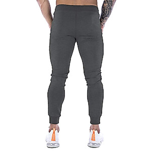 Wangdo Men's Slim Joggers Gym Workout Pants,Sport Training Tapered Sweatpants,Casual Athletics Joggers for Running (Dark Grey-XXL)