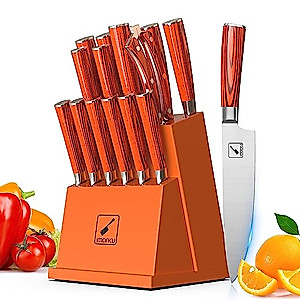 Knife Set, imarku 16-Pieces Kitchen Knife Set, Premium Japanese High Carbon Stainless Steel Knife Sets for Kitchen with Removable Block, Ergonomic Pakkawood Handles