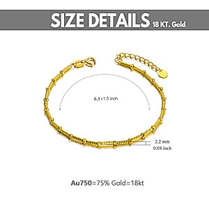 SISGEM Solid 18K Gold Bracelets mother's Day Gift for Women, Real Gold Adjustable Italian Chain Bracelets Jewelry Gifts for Wife, Mom, Girlfriend, 6.5"- 7.5"