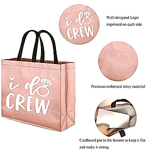 CUTERUI GIFTED 8pcs Rose Gold Gift Bags Set,I Do Crew Non-Woven Gift Bags for Bridesmaid Gifts,Bridal Party Gifts,Bachelorette Favors,Wedding Party Gifts(Rose Gold)