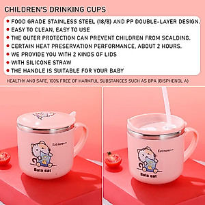 SIMPHONY Stainless Steel Toddler Cups for Kids (EASY to Clean)，Baby Mug for Milk，BPA Free Lids & Reusable Silicone Straws, 9.5oz (Blue)