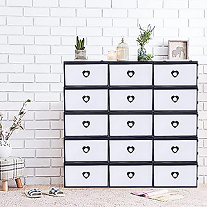 Futchoy Clear Drawer Shoe Box 10/20/24 Pcs Foldable Shoe Storage Case Box for Storage Room Bedroom Black Round Hole/Black Heart (Black heart 24)