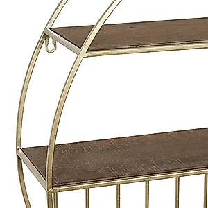Deco 79 Metal Round 3 Shelf Wall Shelf, 28" x 7" x 28", Gold