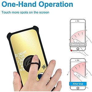 Case for Infinix Smart 6 Case Compatible with Infinix Smart 6 Phone Case Cover [with Tempered Glass Screen Protector][PC + TPU 2 in 1][Ring Support] [Golden Reflect Light] DJH-YHY
