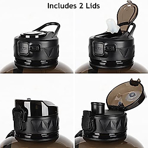 KCATDREY Half Gallon Water Bottle with Straw and Sleeve 74oz /2.2L Leakproof Big Reusable Water Jug with Handle, Suitable for Workout Gym Sports Outdoor