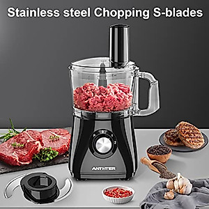 Food Processor, Anthter 600W Professional Food Processors & Vegetable Chopper, with 7 Processor Cups, Reversible Disc, Chopping Blade & Dough Blade for Chopping, Slicing, Purees & Dough