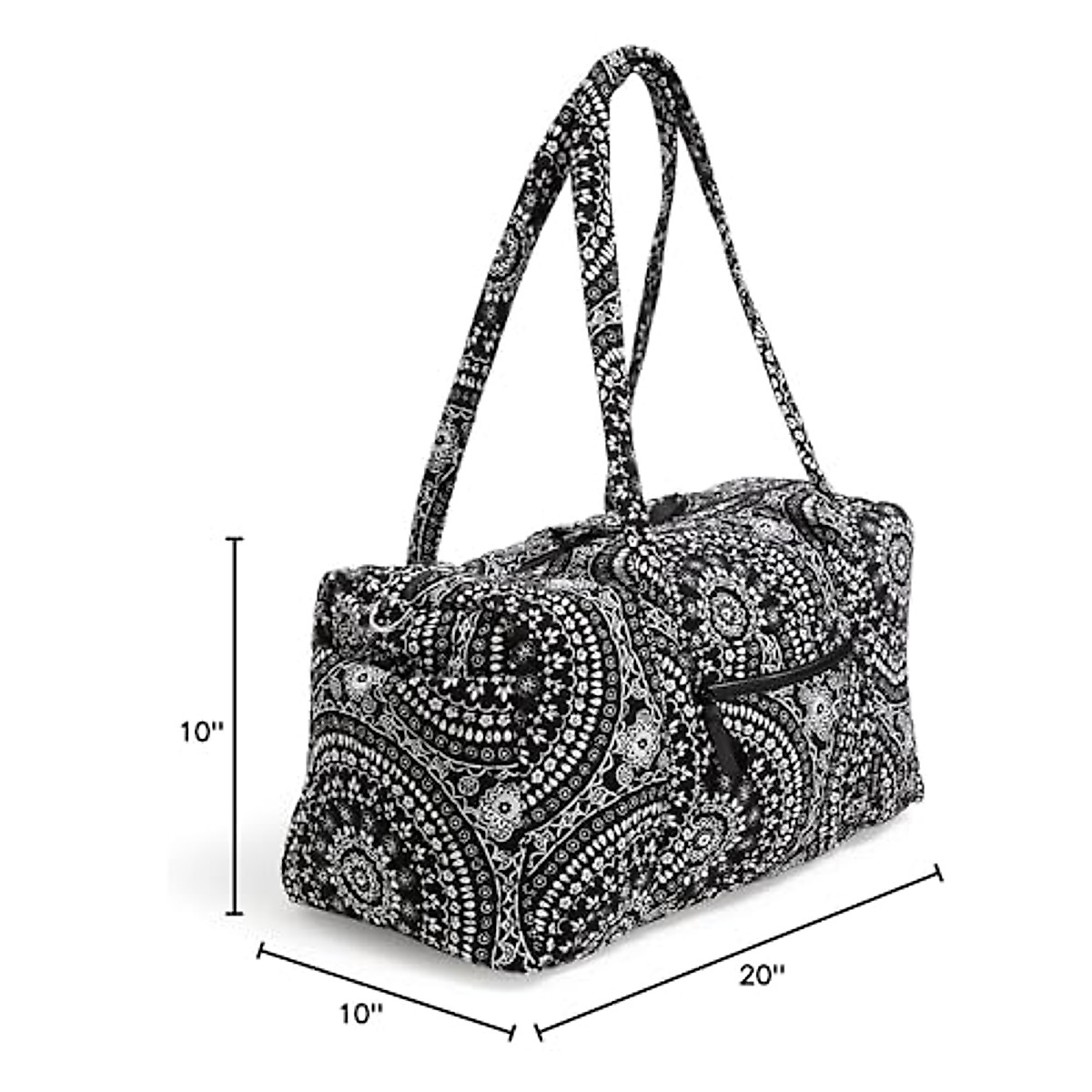 Vera Bradley Women's Cotton Medium Travel Duffel Bag, Black Bandana Medallion, One Size