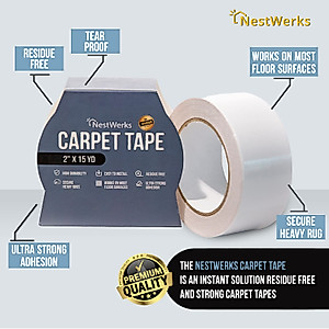 Double Sided Carpet Tape for Hardwood Floors, Tile Floors, Laminate Floors, Rug Tape Hardwood Floor, Double Sided Carpet Tape for Area Rugs, Rug Gripper Carpet Tape Double Sided (1)