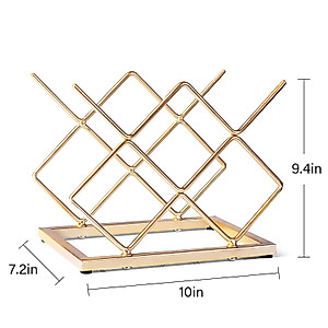 Drincarier Countertop Wine Rack - 5 Bottle Freestanding Modern Gold Metal Small Wine Rack - Tabletop Wine Holder Stand for Cabinet, Pantry, Wine Bottle Storage