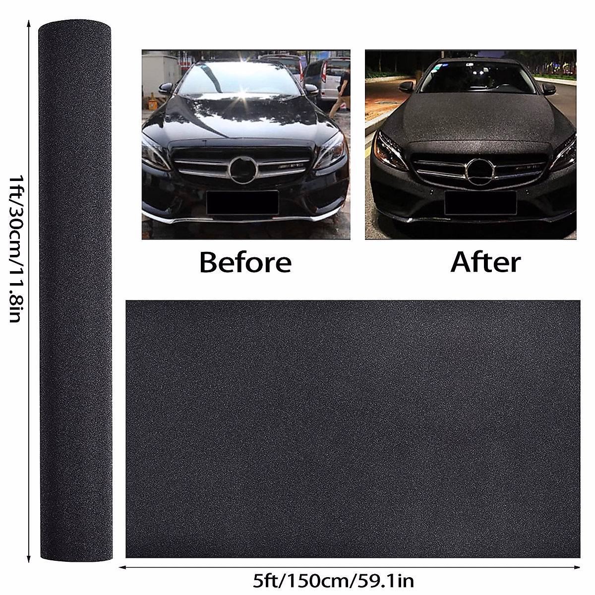 Lypumso Black Diamond Vinyl Wrap, Matte Black Sparkle Car Wrap Film, Vehicle Decor Sticker Bubble Free Self-Adhesive, Car Wrapping DIY Decals Auto Motocycle Bicycle Truck Exterior Interior (1ft x 5ft)