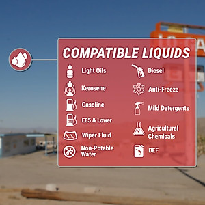TeraPump TREP01-TXL E85 Electric Gas Transfer Pump - 2D Battery, 2.4 GPM, 10ft Hose with Quick Stop Flow Control for E15, Gas, Diesel, DEF
