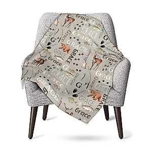 Personalized Hunting Fishing Blanket Gifts Super Soft Lightweight Custom Flannel Blanket Baby Blankets Throw for Infants Toddlers Boys Girls, Suitable for Couch Sofa Bed All Seasons 60"x80" for Adult