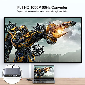 Qwiizlab USB 3.0 to HDMI VGA Adapter, 1080P@60Hz Video Converter, Supports Windows 7/8/10/11 Only, USB-A Data Port