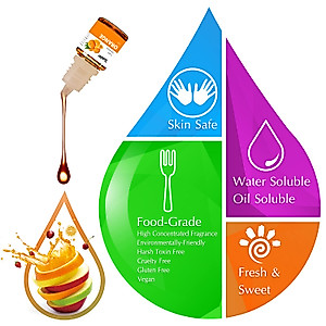 Food Flavoring Oil, Lip Gloss Flavor Oil - 30 Pack Concentrated Food Flavor Oil Extracts for Baking, Cooking, Candy, Beverages - Water & Oil Soluble Flavoring Oil for Lip Balm, Slime and Soap Making