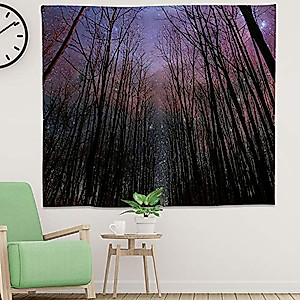 Night Forest Tapestry Wall Hanging Nature Landscape Tapestry Through Starry Night SkyTree Tapestries for Bedroom Living Room Dorm Decor - H51.2×W59.1 inches