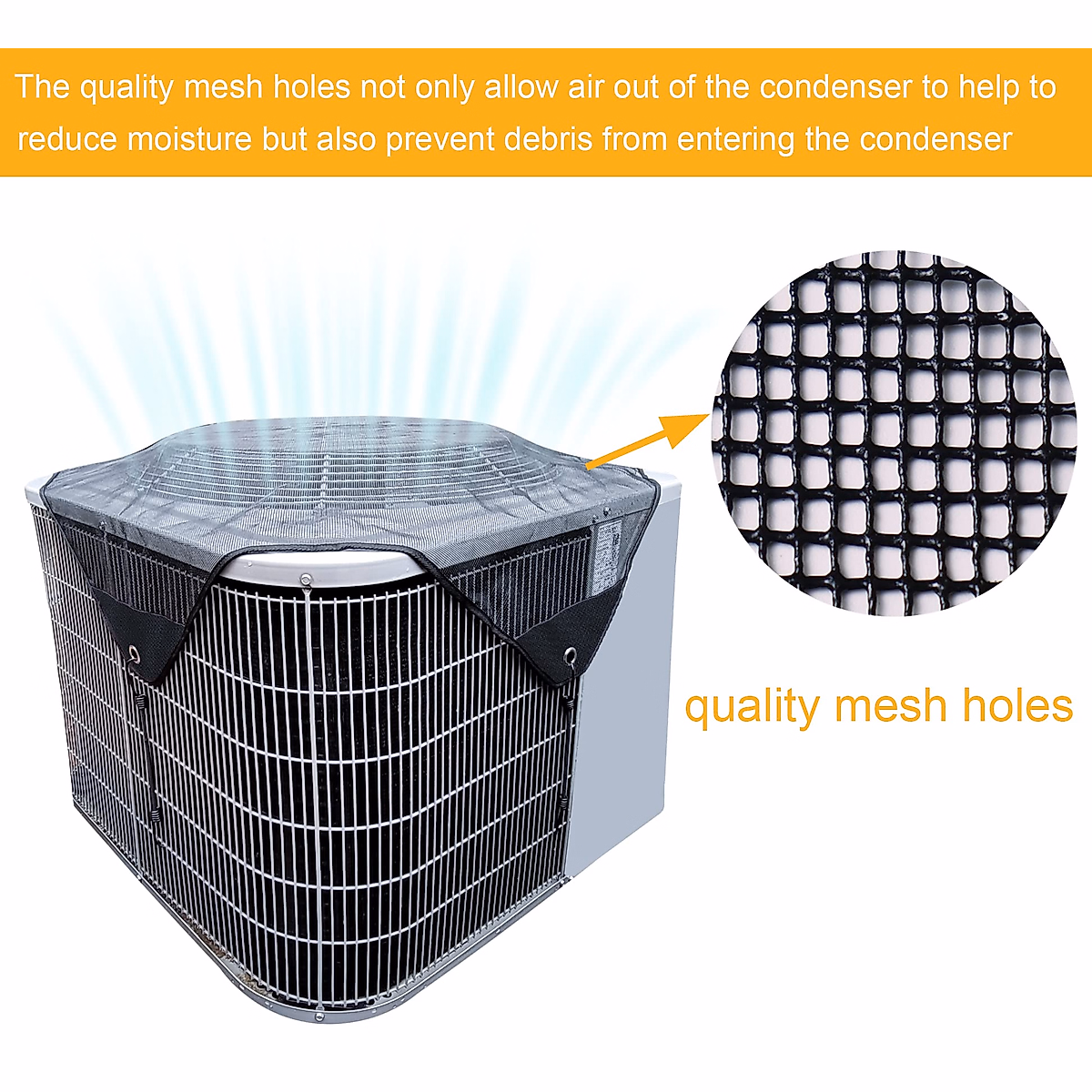 Air Conditioner Covers for Outside Units, Durable Leaf Guard Mesh Ac Cover for Outside Unit All Season Universal Condenser Heat Pump Cover for Outdoor Central AC Defender Set (28" x 28")
